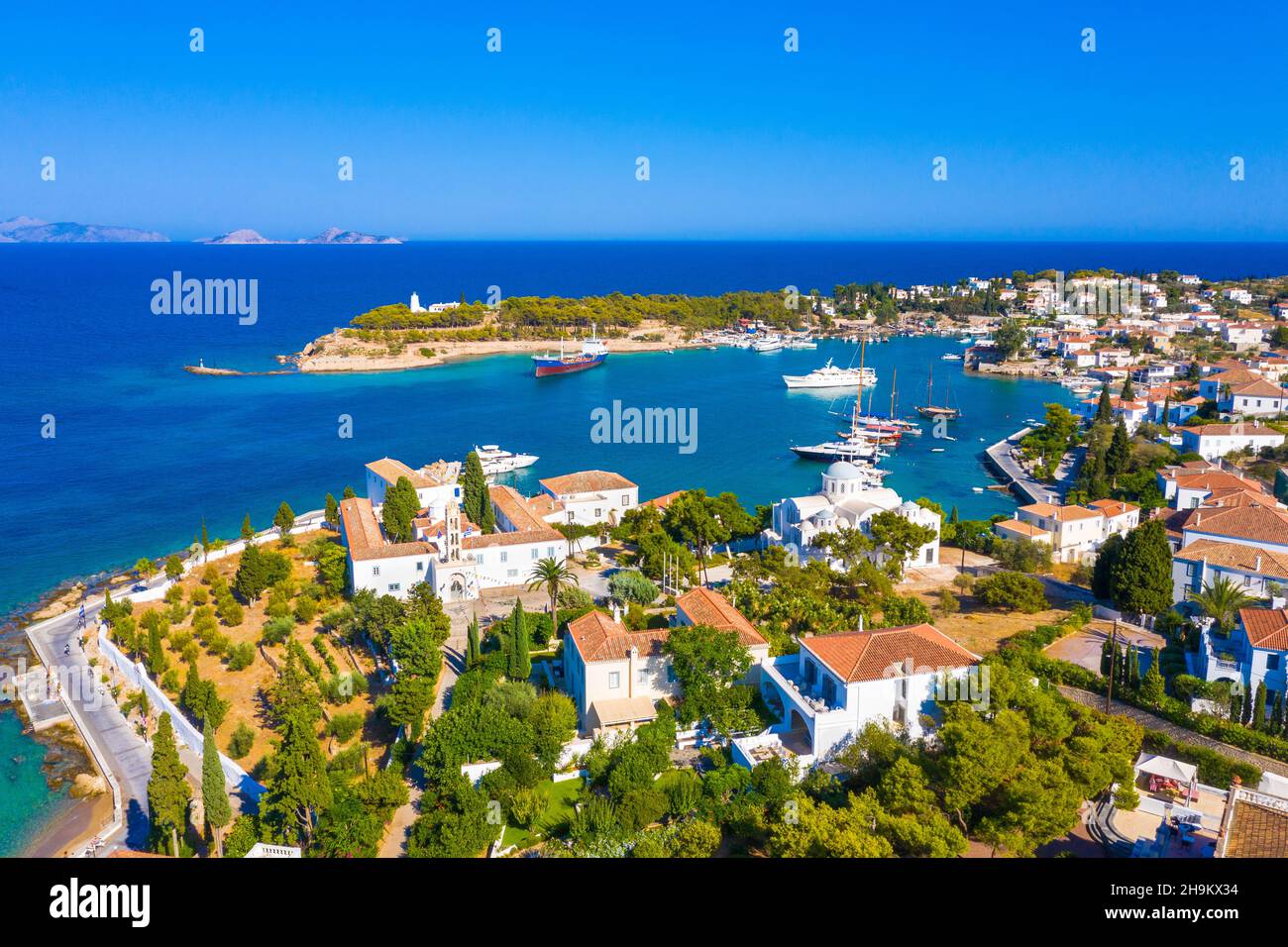 View of the amazing island of Spetses, Greece Stock Photo - Alamy