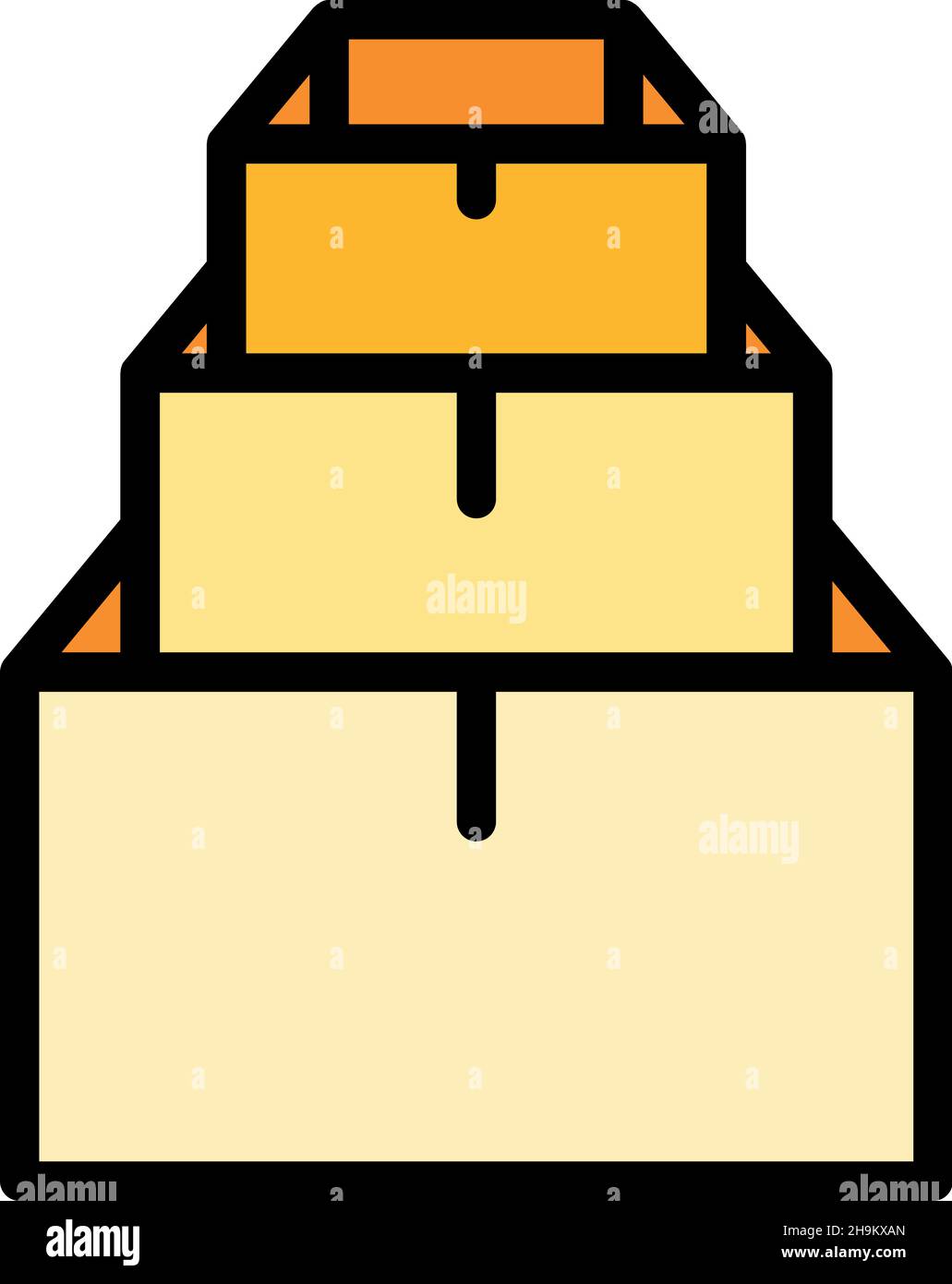 Pile stack box icon. Outline pile stack box vector icon color flat ...