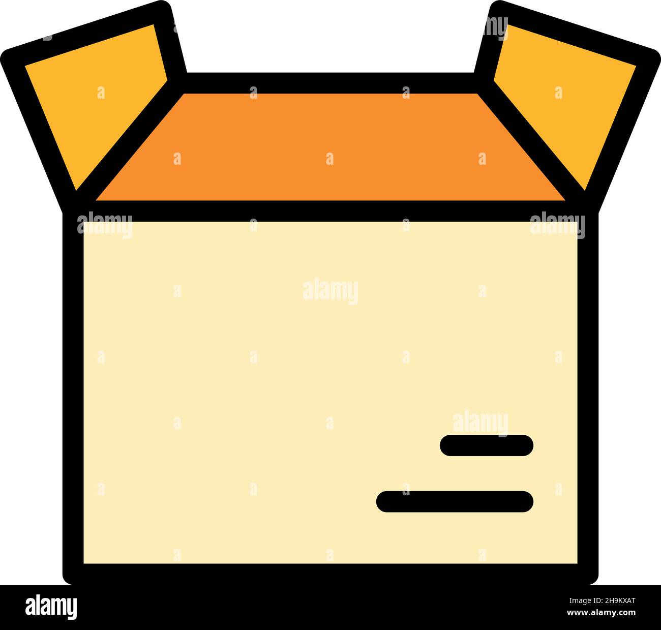 Open parcel box icon. Outline open parcel box vector icon color flat ...