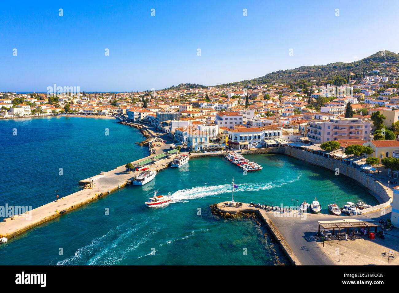 View of the amazing island of Spetses, Greece Stock Photo - Alamy