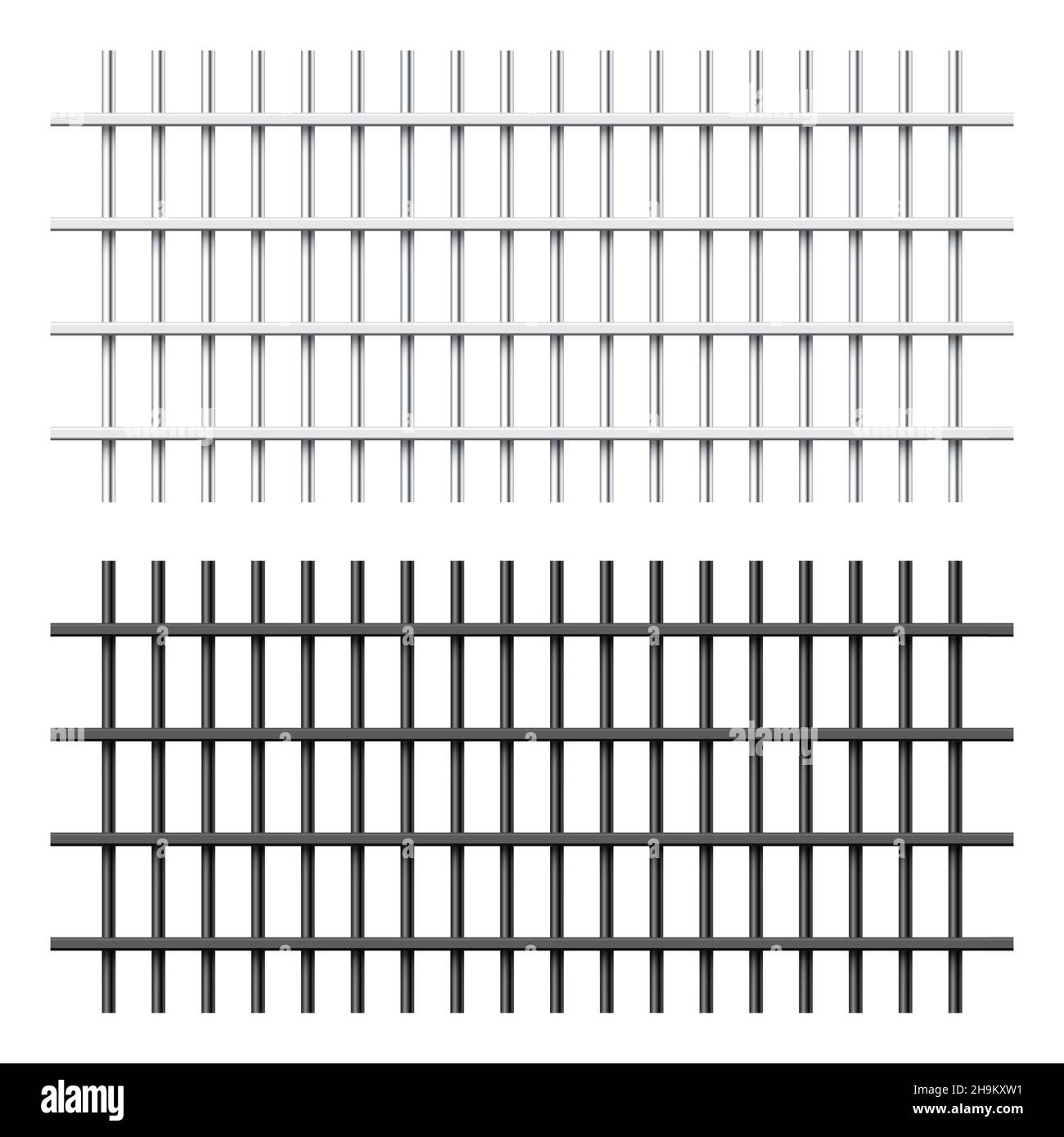 Realistic black and silver metal prison bars isolated on white ...