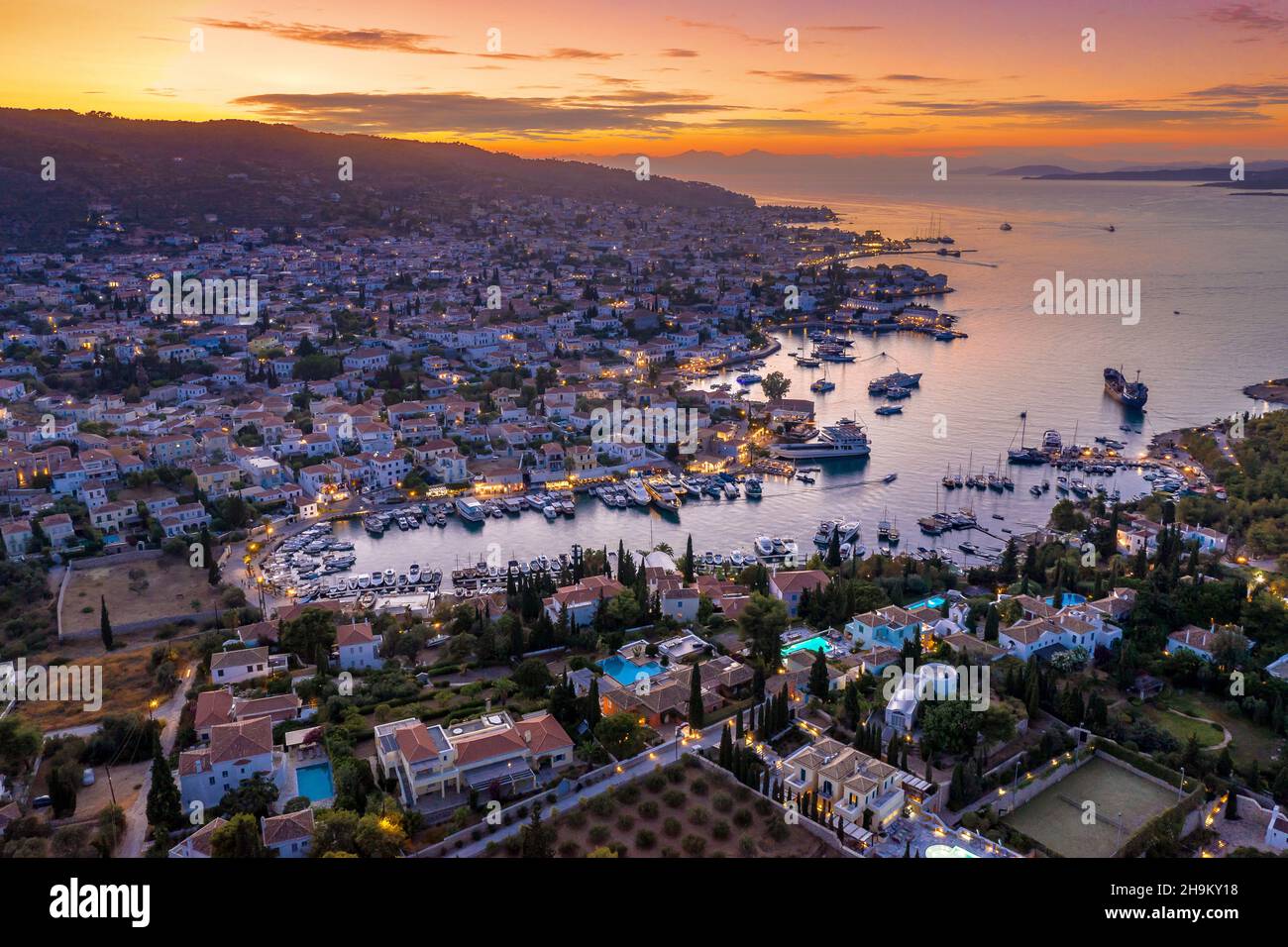 View of the amazing island of Spetses, Greece Stock Photo - Alamy