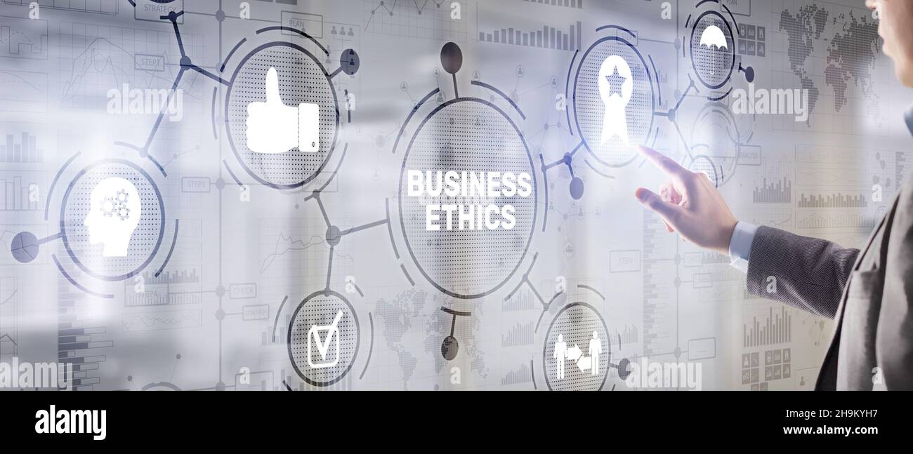Business ethics Behavior and manners concept. Businessman pressing ...
