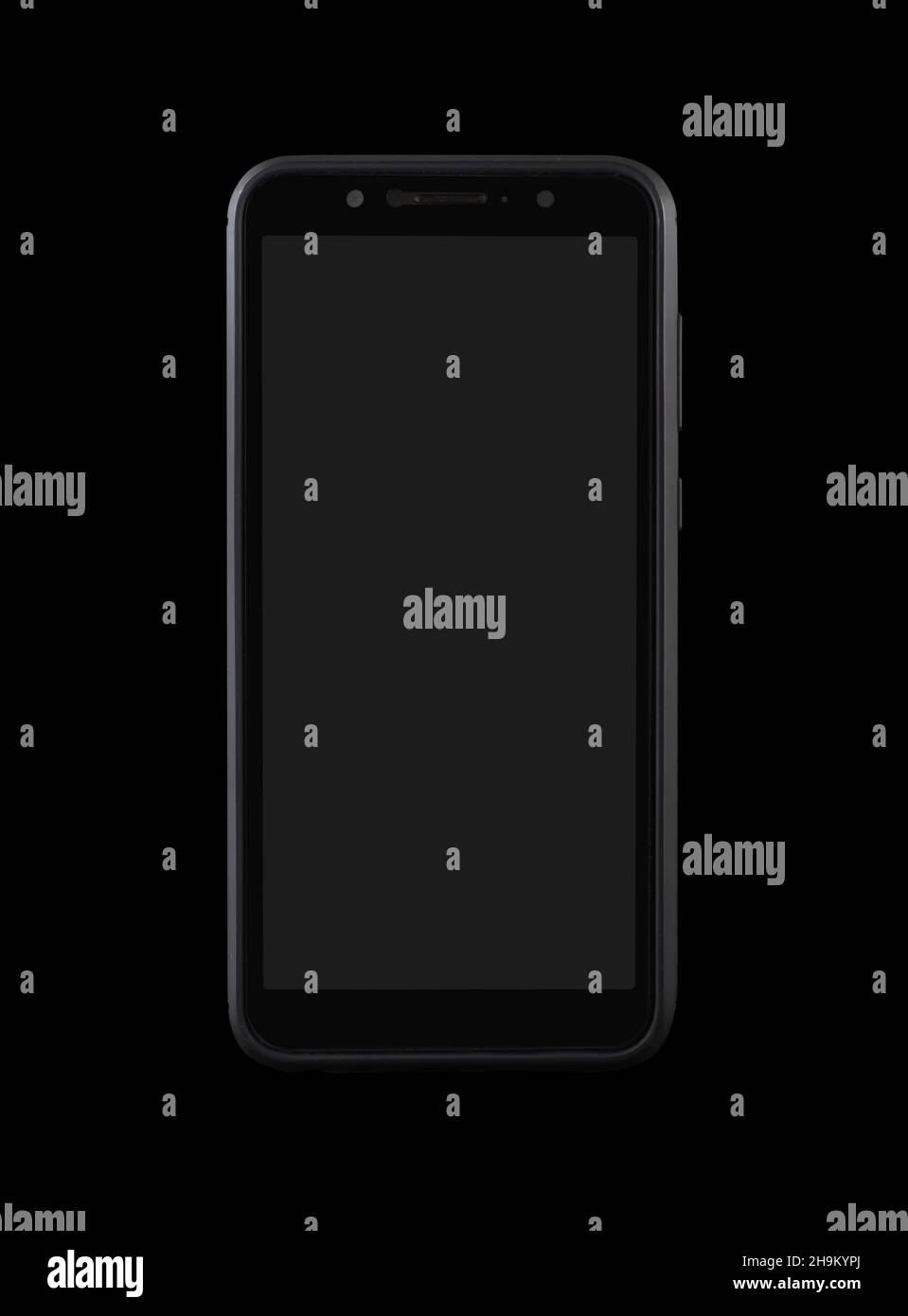Phone, smartphone front view on black background Stock Photo - Alamy