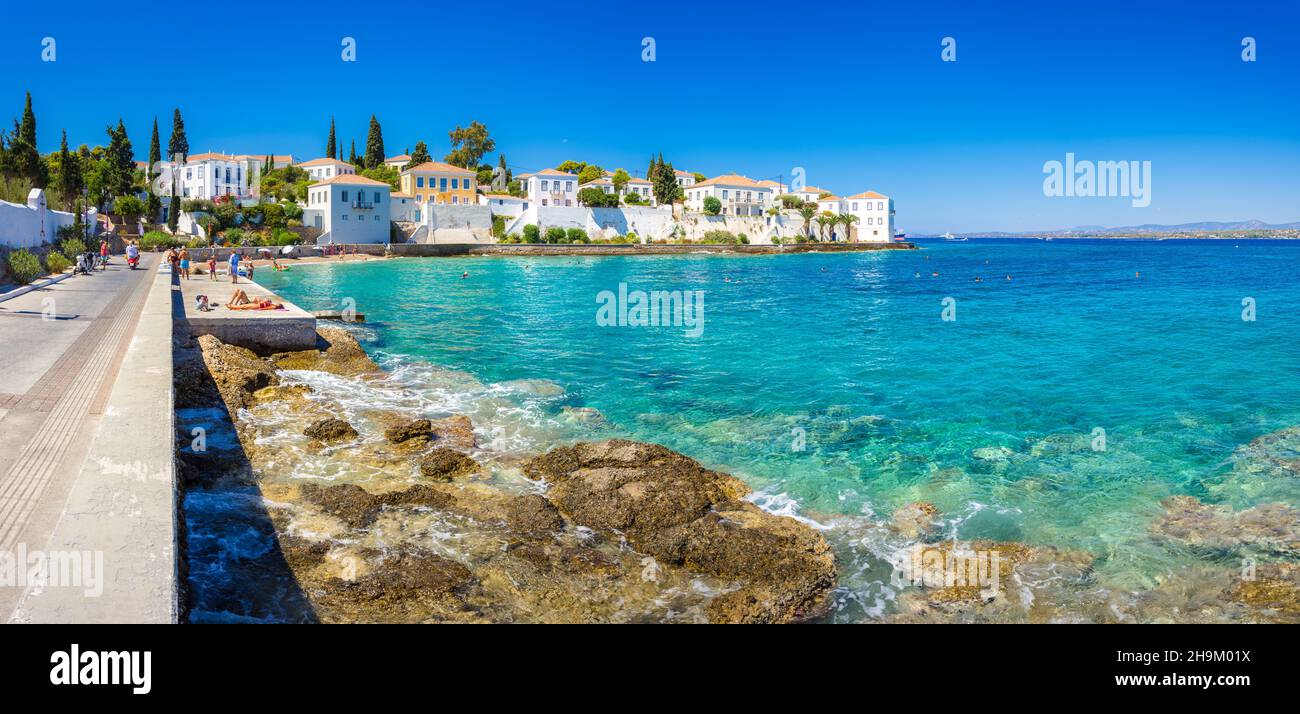 View of the amazing island of Spetses, Greece Stock Photo - Alamy