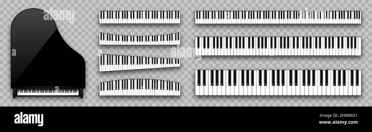Realistic piano keys collection. Musical instrument keyboard on ...