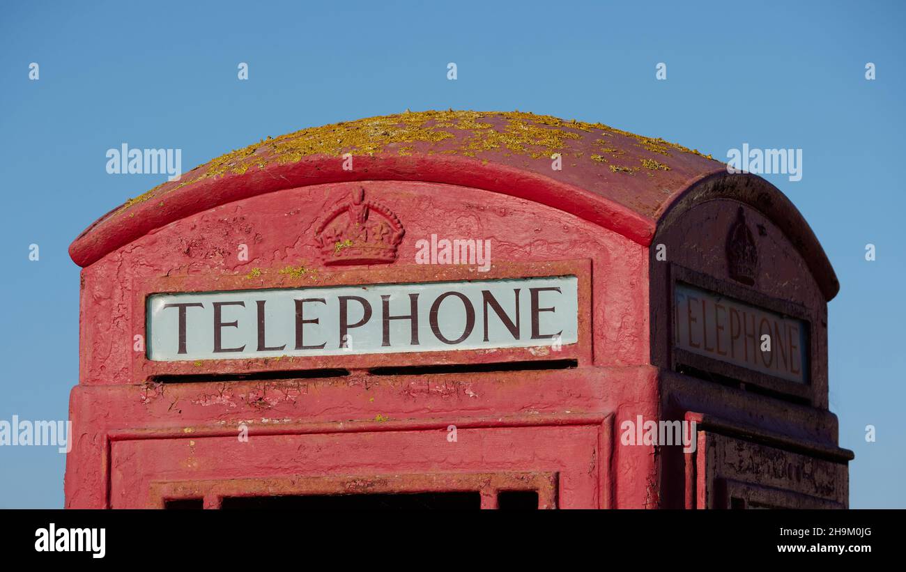 Part of iconic British red telephone box seen in the UK Stock Photo - Alamy