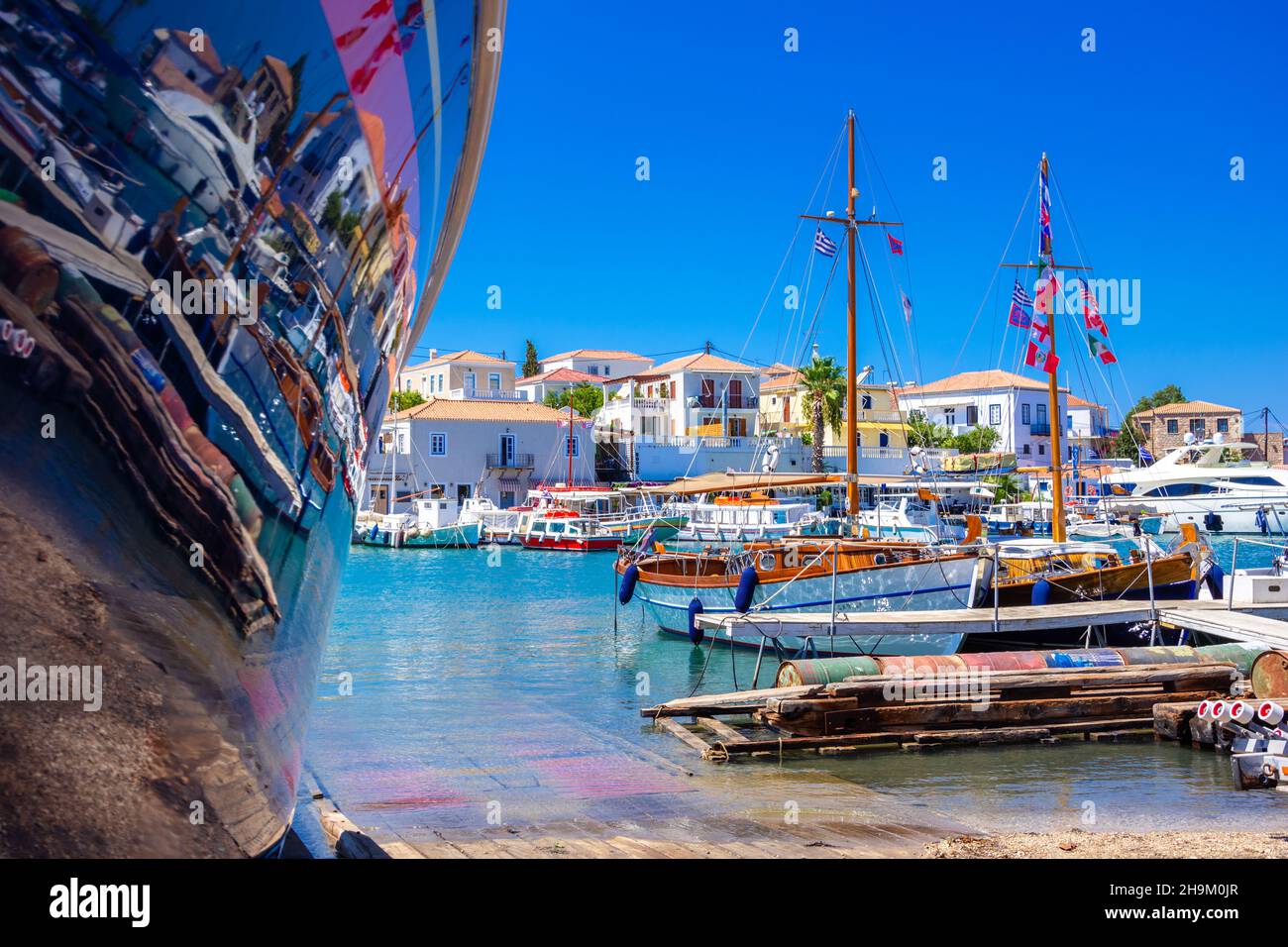 View of the amazing island of Spetses, Greece Stock Photo - Alamy