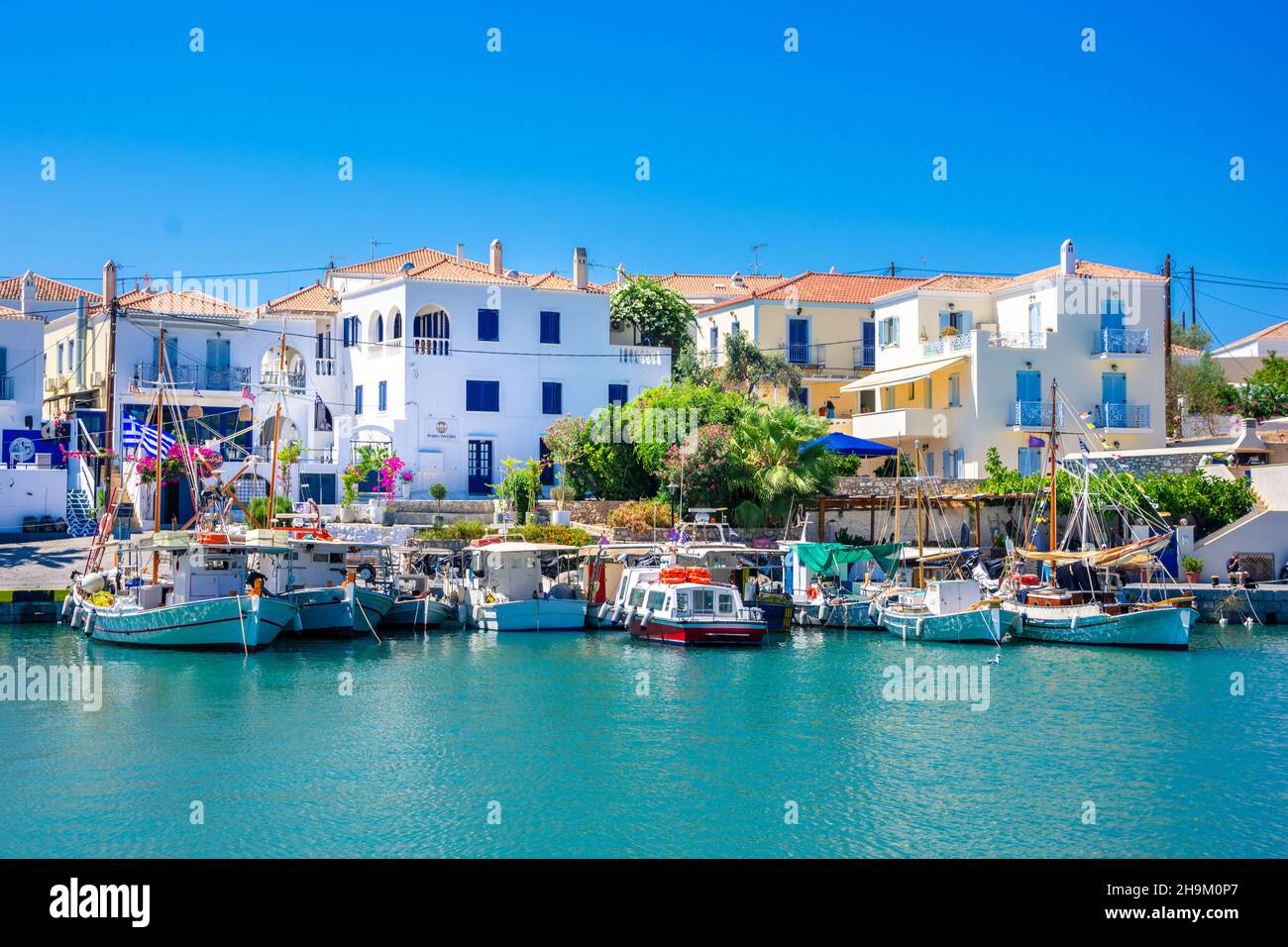 View of the amazing island of Spetses, Greece Stock Photo - Alamy
