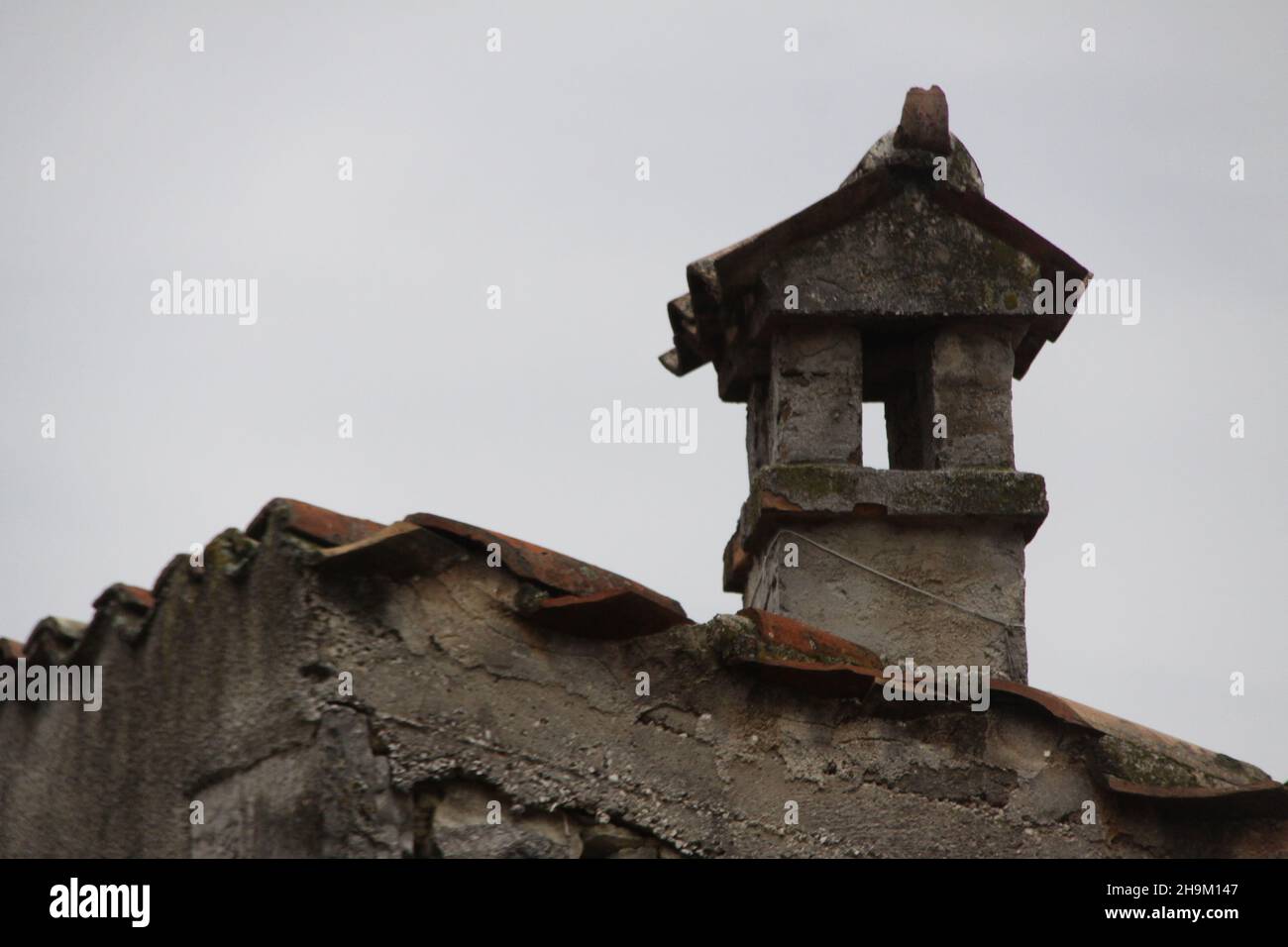 Typical old chimney on an old Croatian house, up close Stock Photo - Alamy