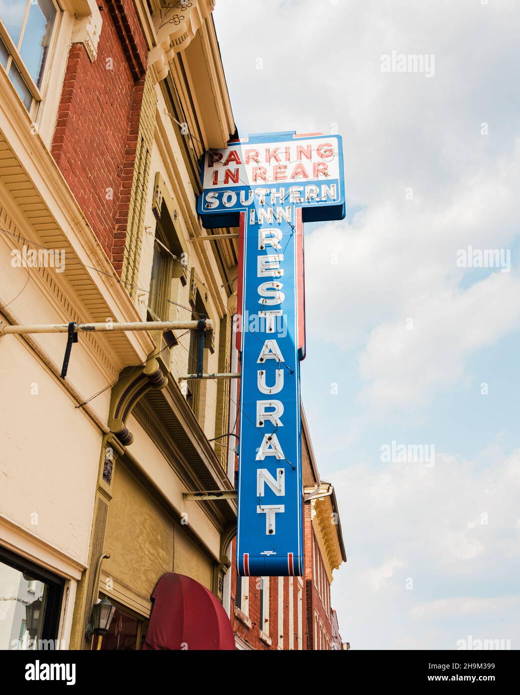 Vintage Southern Inn Restaurant sign, in Lexington, Virginia Stock ...