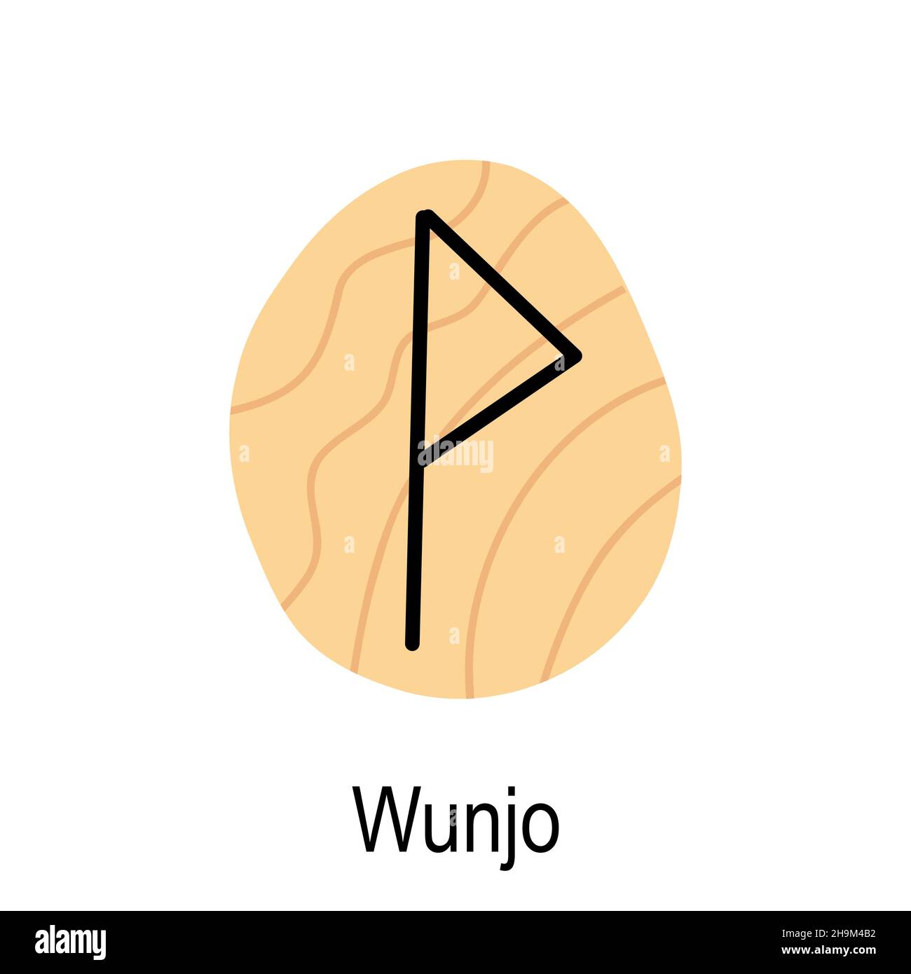 Old rune Wunjo, ancient Scandinavian alphabet vector illustration, hand ...