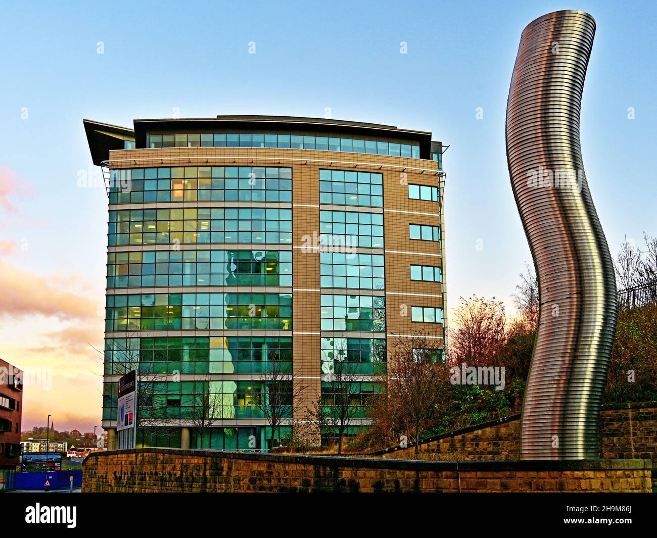 Gateshead quayside office blocks and Swirl sculpture by Colin Rose is ...