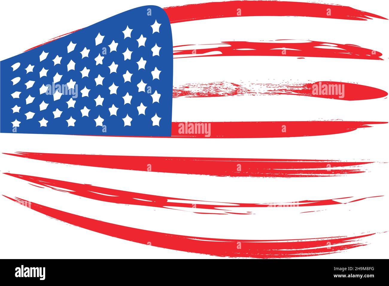 Developing American flag on a white background. Vector illustration ...