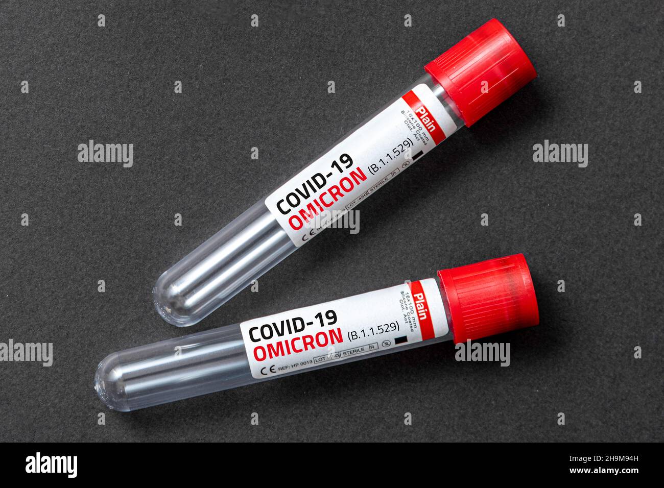 Blood sample tube of Covid-19 Omicron B.1.1.529 Variant and covid-19 ...