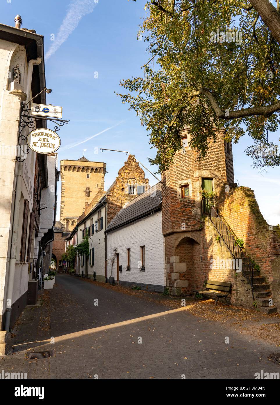 The village of Zons on the left bank of the Lower Rhine, former Feste ...