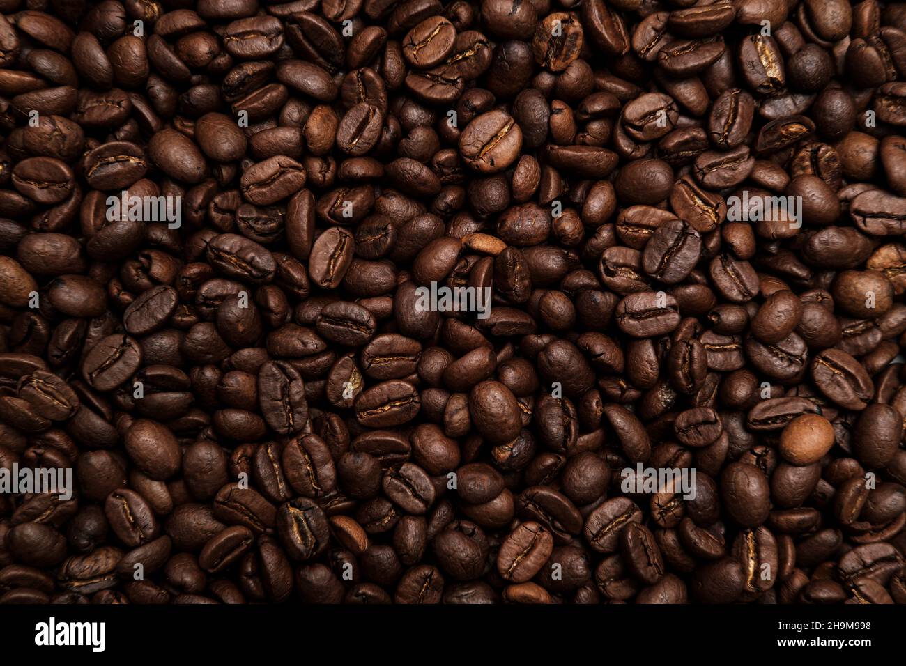 Roasted coffee beans. Beautiful background. Copy space. Top view Stock ...