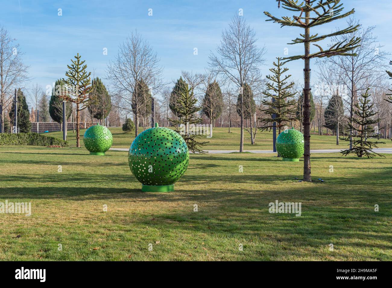 Park outdoor on blue background. Scenic background. Blue sky. Spring ...