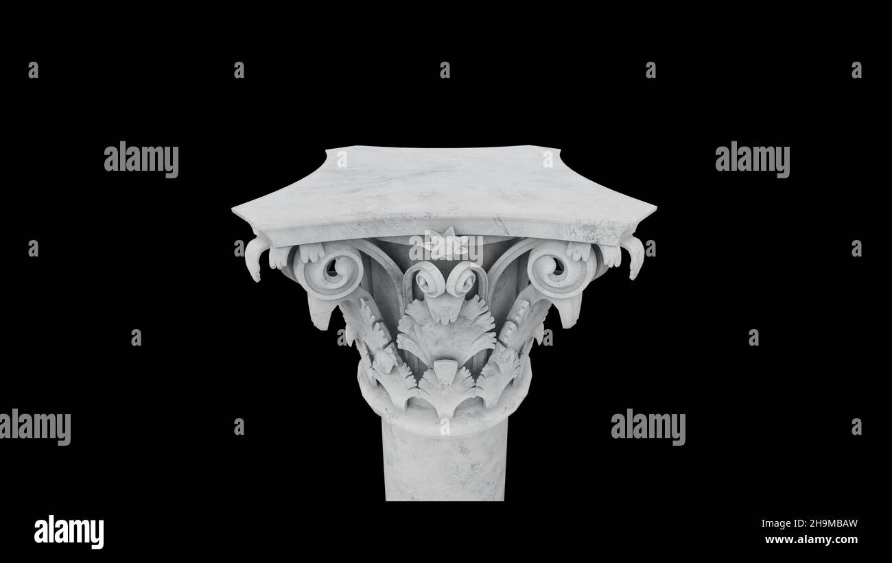 Greek pillar column of white marble in black background Stock Photo - Alamy