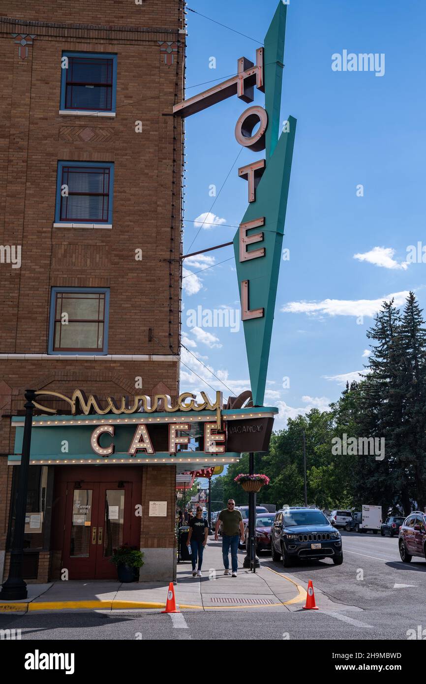 Livingston, Montana - July 3, 2021: The neon sign for the Murray Cafe ...