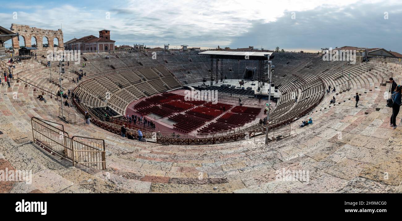 Inside the famous ancient roman Arena in Verona, Italy Stock Photo - Alamy