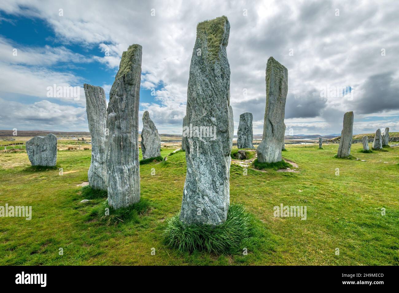 Ancient Calanais standing stones in May, Callanish, Isle of Lewis ...