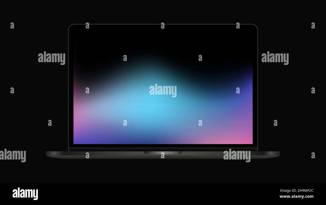 Isolated Laptop Mockup. Air Model with Blue Gradient Screen. Vector ...