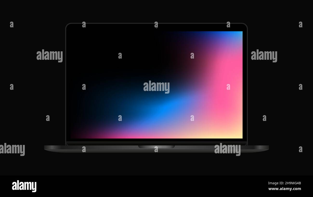 Realistic Laptop with Gradient Screen Mockup. Vector illustration Stock ...