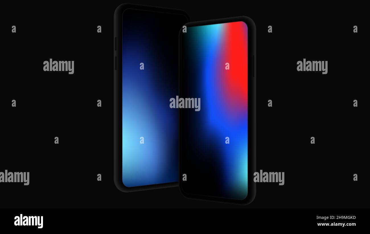 Isolated Smartphones Mockup with Gradient Screen. Vector illustration ...