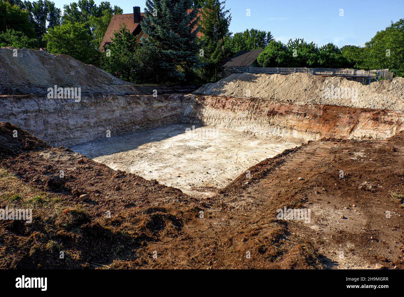 Excavation pit for the new construction of an apartment building Stock ...