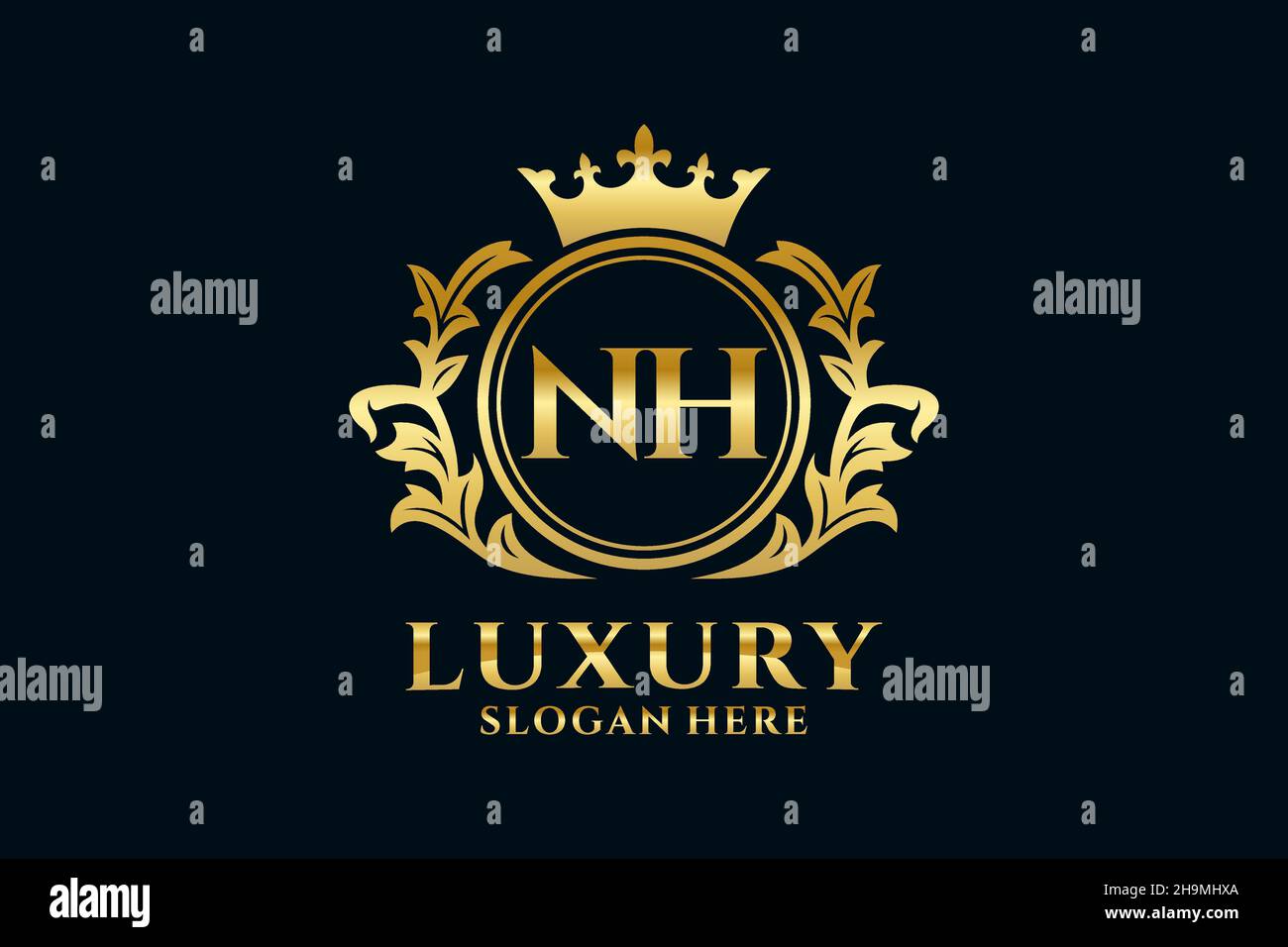 NH Letter Royal Luxury Logo template in vector art for luxurious branding projects and other ...