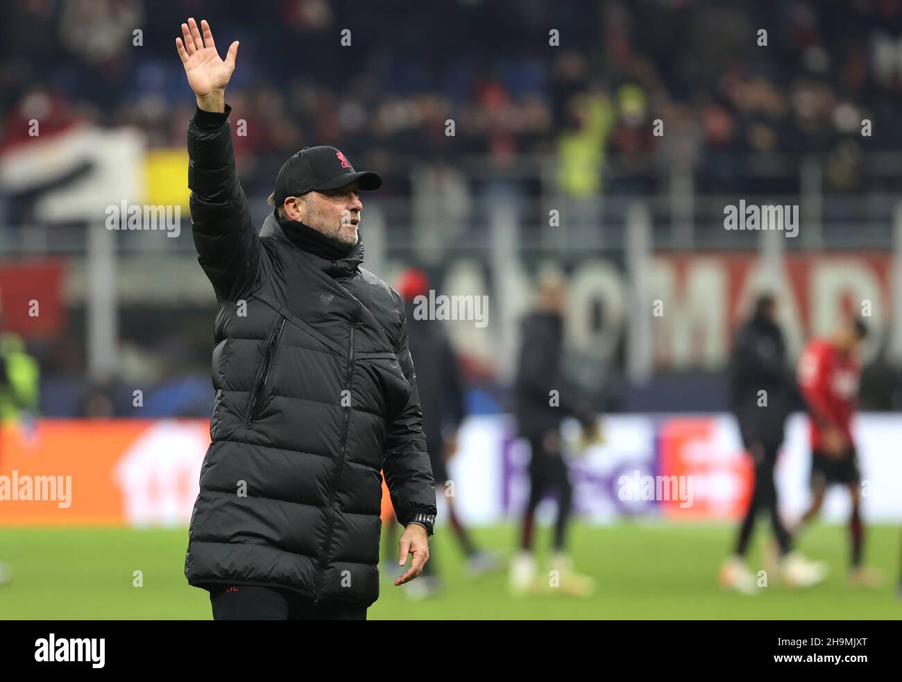 Liverpool manager Jurgen Klopp waves to the fans after the UEFA ...