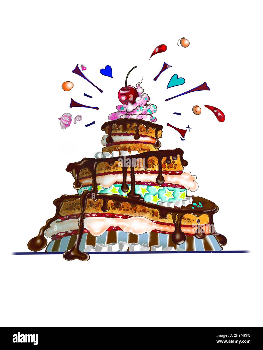 Kawaii birthday cake Cut Out Stock Images & Pictures - Alamy