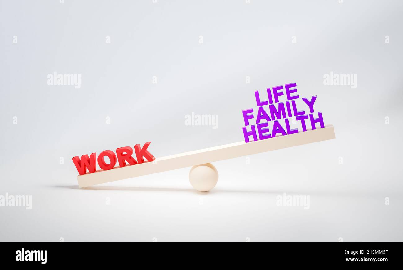 work life balance concept, work over life family health, 3D ...