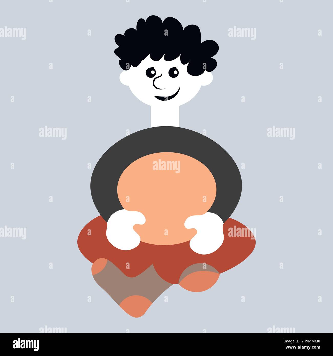 Illustration on a square background - a man sitting cross his legs - a ...