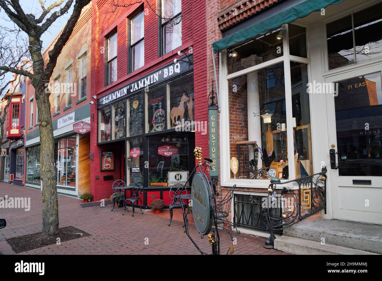 Corning, New York - November 19, 2021: Market Street in the Gaffer ...
