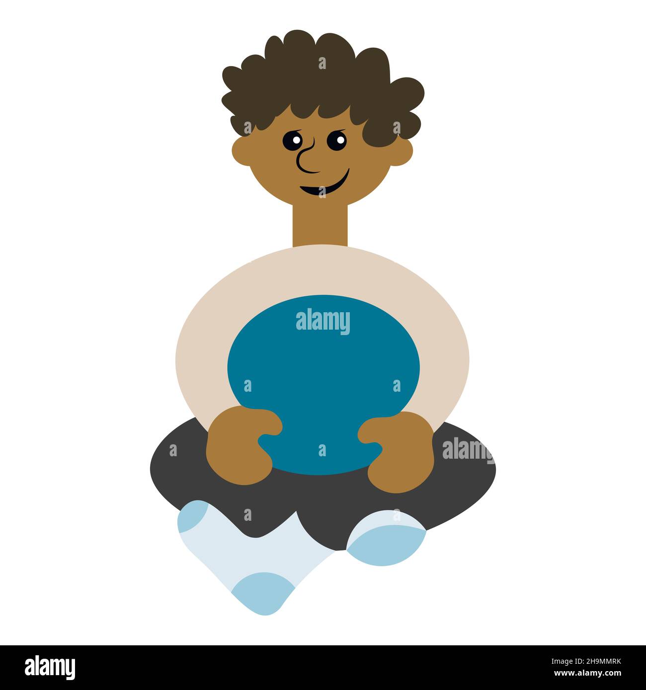 Illustration on a square background - a man sitting cross his legs - a ...