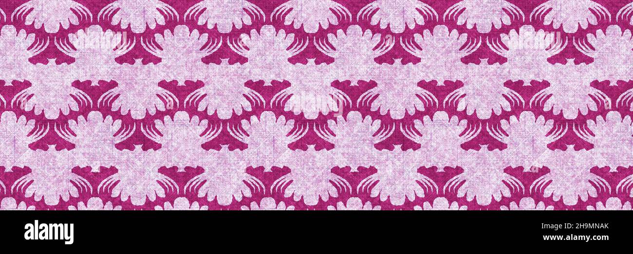 Fuchsia pink botanical seamless border edge. Modern bright tonal ...