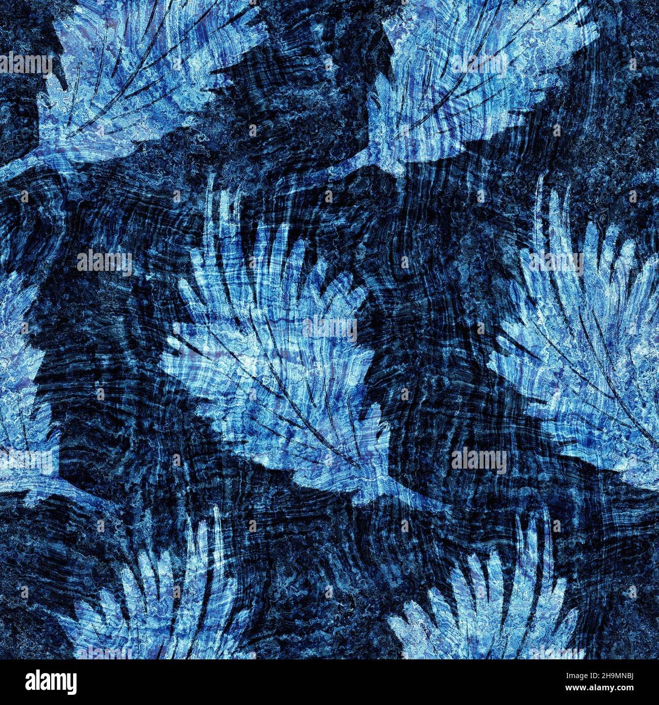 Seamless indigo block print texture on navy blue woven effect ...