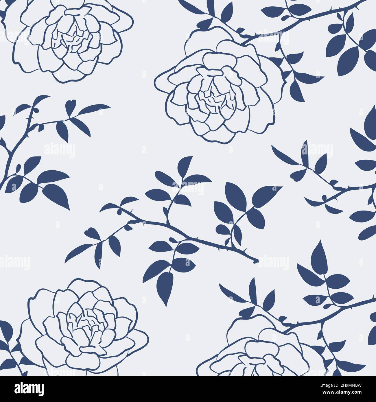 blue botanical pattern Stock Vector Image & Art - Alamy
