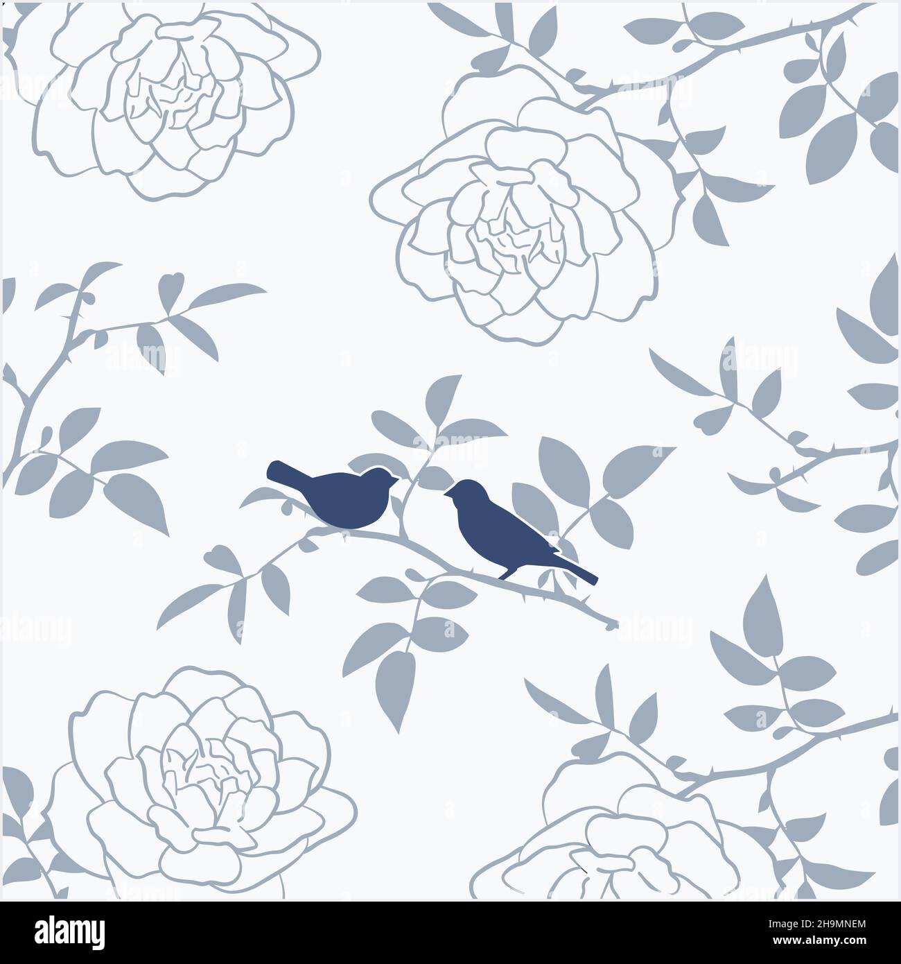 blue botanical pattern Stock Vector Image & Art - Alamy