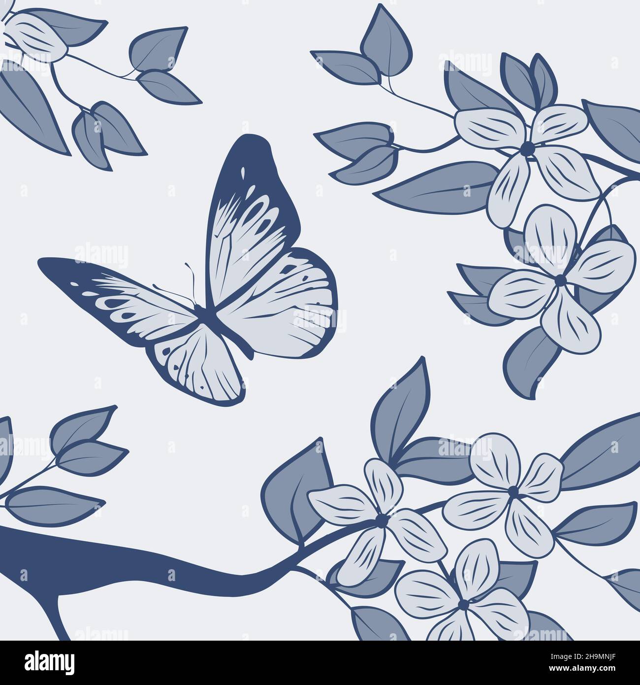blue botanical pattern Stock Vector Image & Art - Alamy