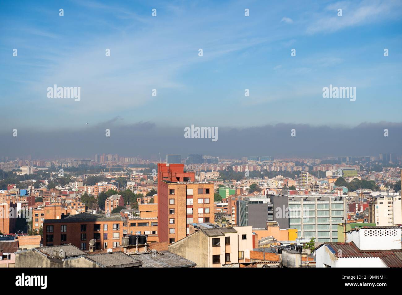 Pollution cloud over the city of Bogota in Colombia. A disaster for the ...
