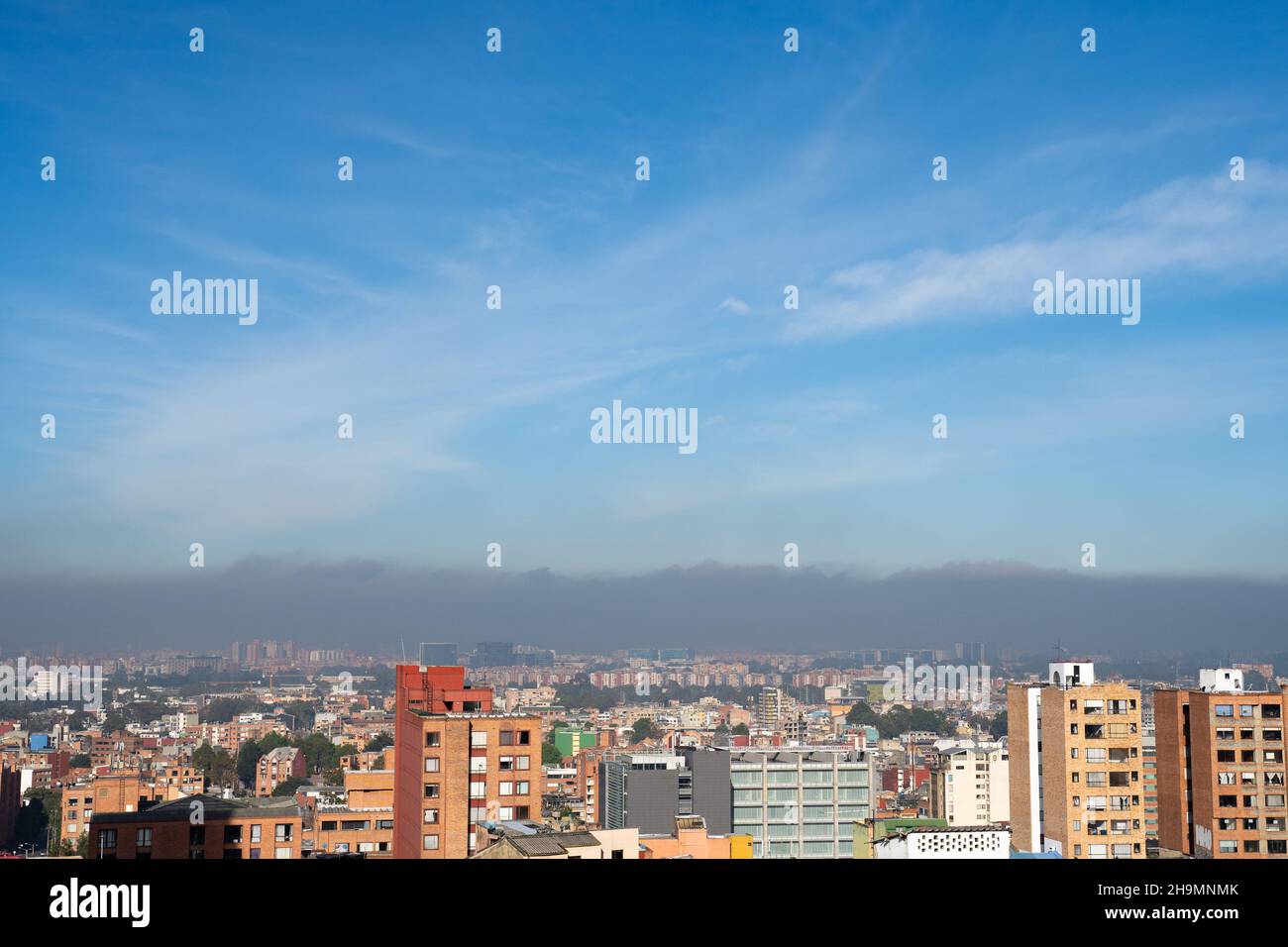 Pollution cloud over the city of Bogota in Colombia. A disaster for the ...