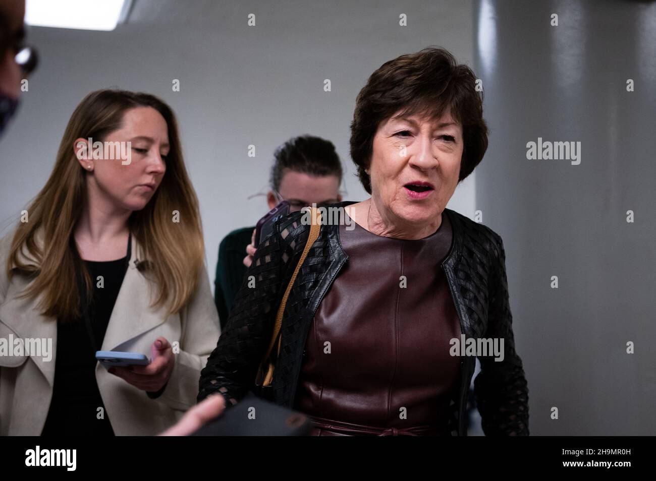 Senator Susan Collins (R-ME) speaks to media in the Senate Subway at ...