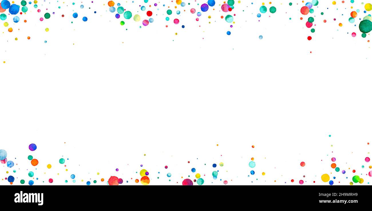 Watercolor confetti on white background. Alluring rainbow colored dots ...