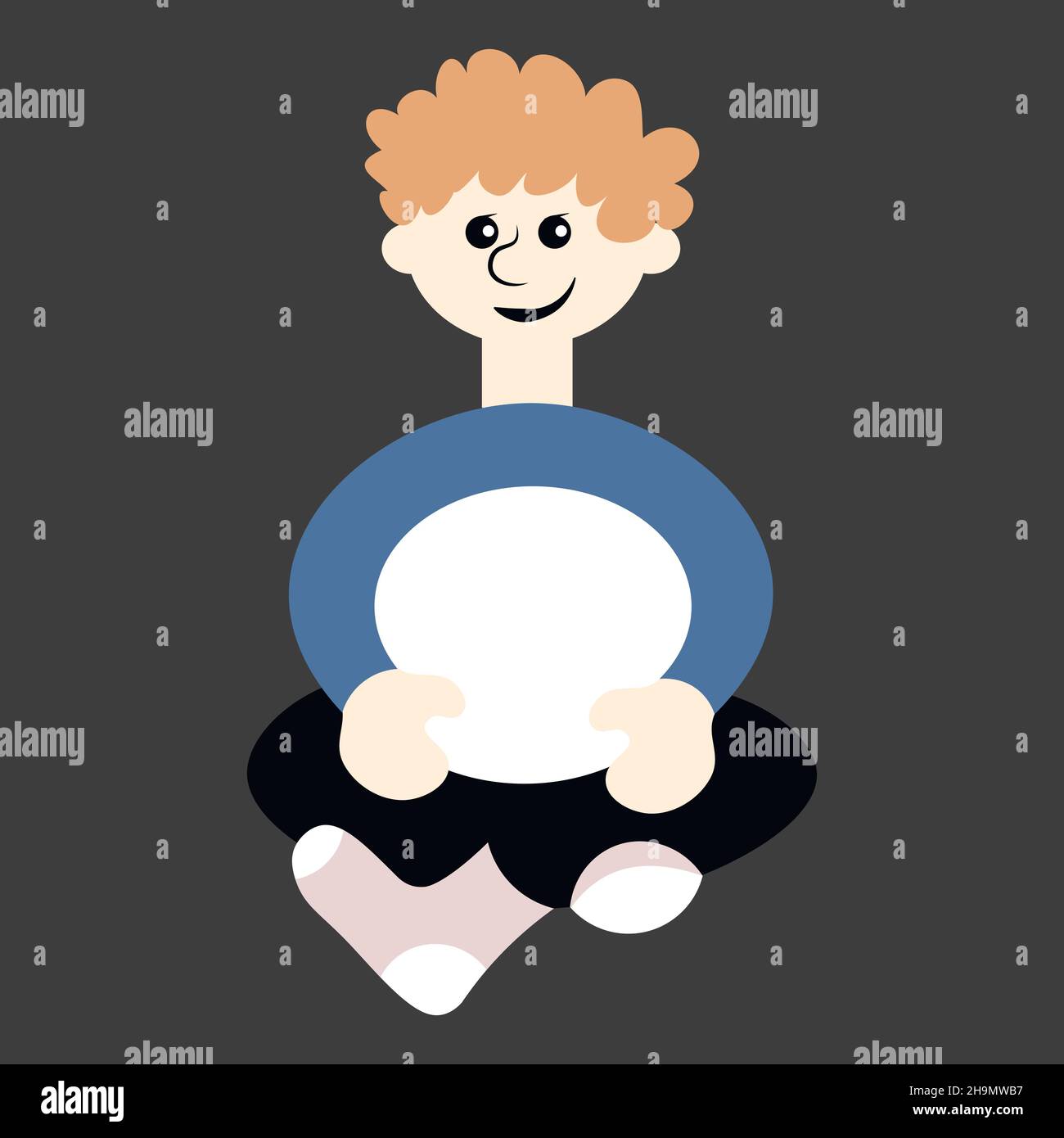 Illustration on a square background - a man sitting cross his legs - a ...