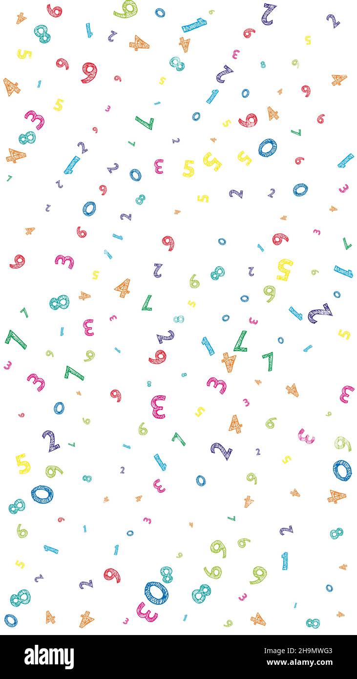 Falling colorful messy numbers. Math study concept with flying digits ...