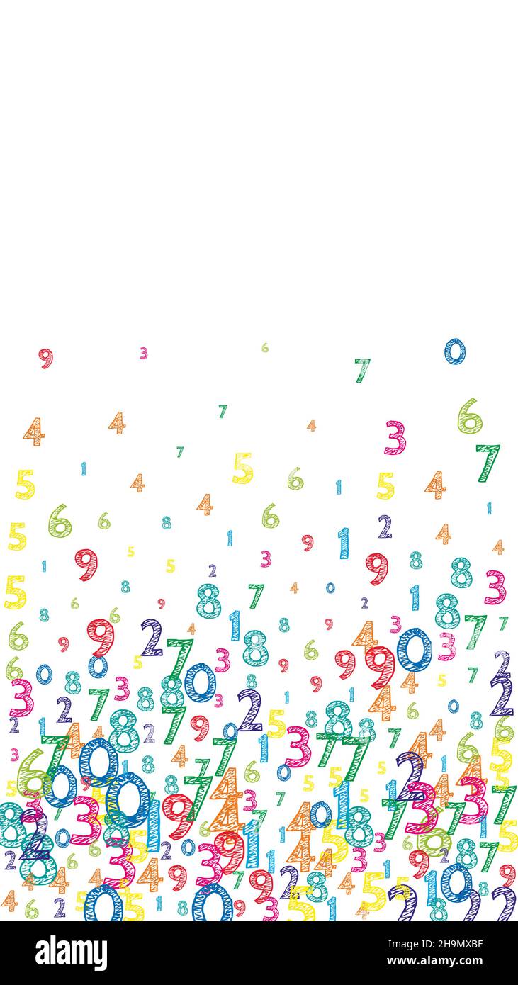 Falling colorful orderly numbers. Math study concept with flying digits ...