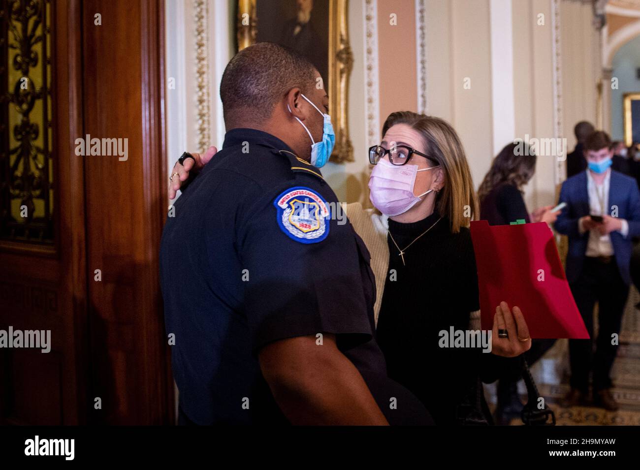 United States Senator Kyrsten Sinema (Democrat of Arizona) gives a hug ...